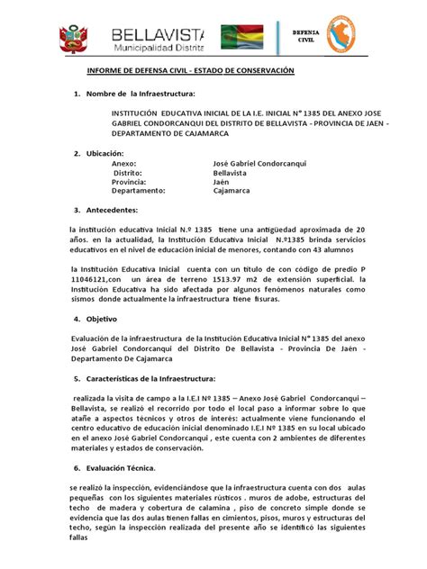 Informe De Defensa Civilcondorcanqui Pdf