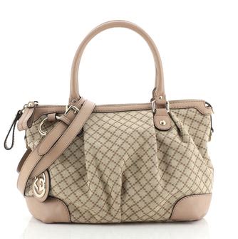 Gucci Sukey Top Handle Satchel Diamante Canvas Medium Brown 63764240