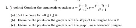 solved ja 2 4 points consider the parametric equations x