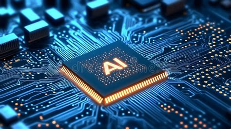 Ai Processor Chip On Circuit Board With Glowing Orange Connections For Artificial Intelligence6