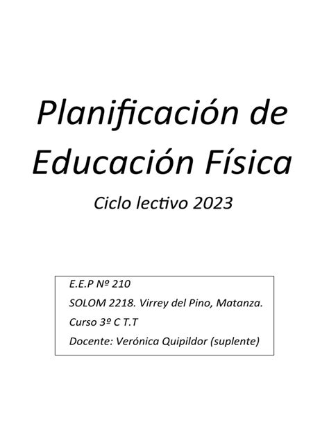 Planificación De Educación Física 210 Pdf Aprendizaje Comunicación
