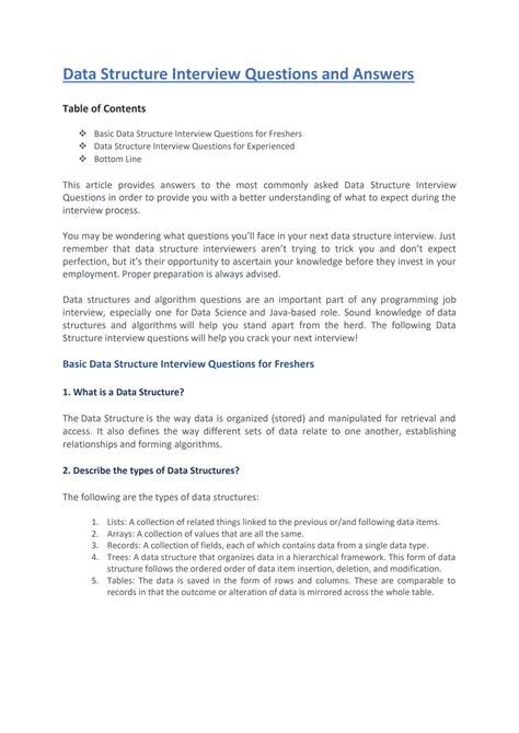 SOLUTION Data Structure Interview Questions And Answer Studypool