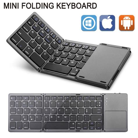 Mini Folding Keyboard Bluetooth Foldable Wireless Keypad With Touchpad