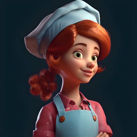 Premium Ai Image Cute Chef Girl With Hat And Apron 3d Rendering