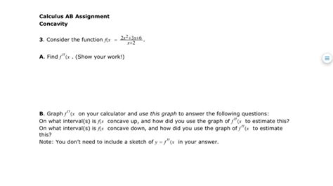Solved Calculus Ab Assignment Concavity Consider The