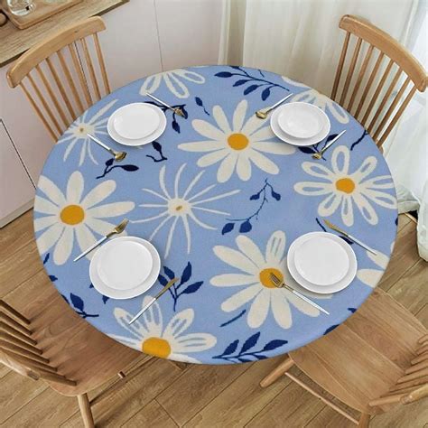 Chilfamy Purple Daisy Flower Round Tablecloth Daisy Flower Themed