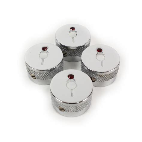 Gretsch Guitar Knob Set Arrow Logo In Chrome With Jewel Cream City Music