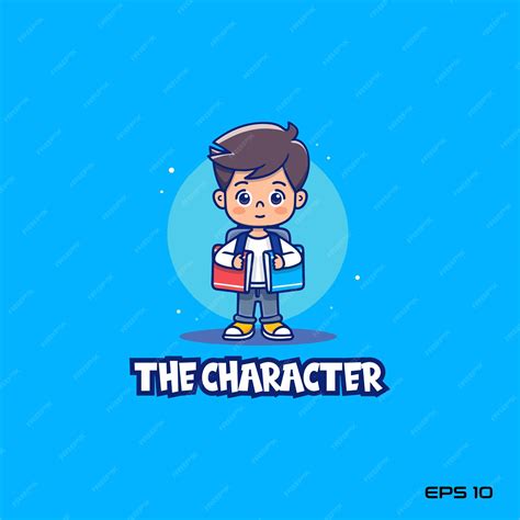 Boy Holding A Book And Wearing A Backpack Character Vector Illustration