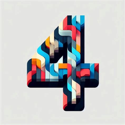 A Colorful Number 4 Is Shown In A Colorful Square Premium AI
