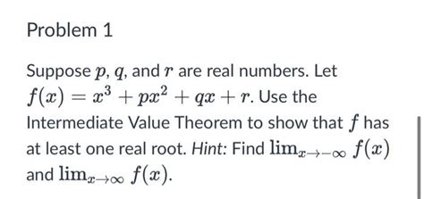 Solved Suppose P Q And R Are Real Numbers Let Chegg Com