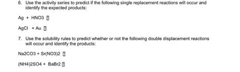 Solved Use The Activity Series To Predict If The Chegg