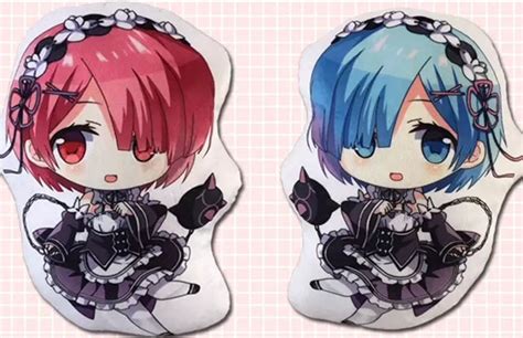 Re Zero Plush Toy Doll Stuffed Cushion Pillow Double Side Ram Rem — Anime House