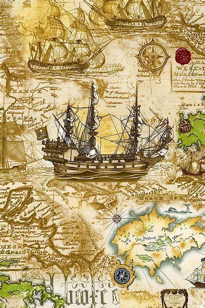 My Views Pirate Maps Vintage Artwork Ship Art