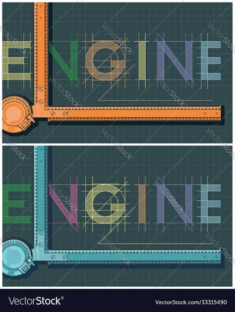 Engineering Drawing Board Colorful Composition Vector Image