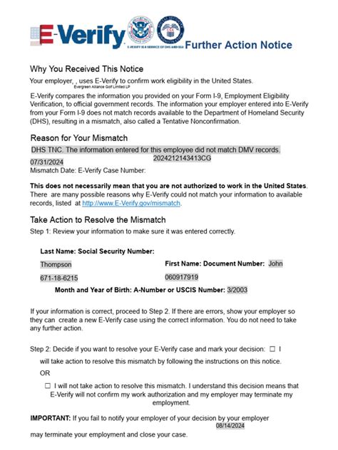 E Verify Mismatch Resolution Notice Pdf E Verify Human Rights