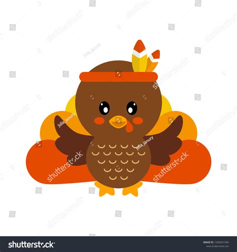 Cartoon Cute Turkey Vector Image Stock Vector Royalty Free 1206931594