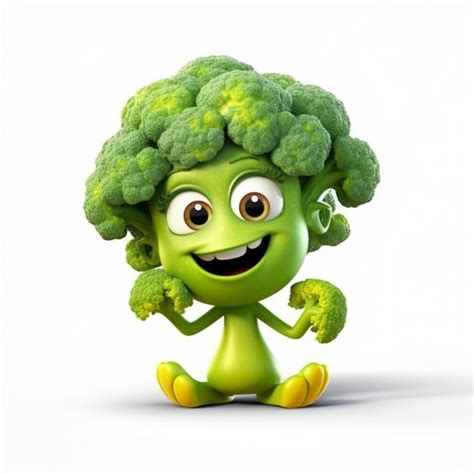 Premium Ai Image A Cartoon Character With A Broccoli Head On A White Background