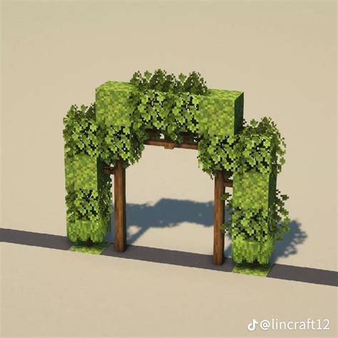 Minecraft Archway Made Of Green Plants And Wooden Posts
