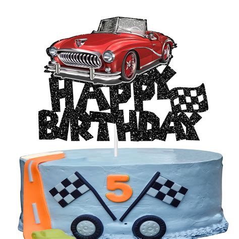 Buy Bq Vintage Car Cake Topper Happy Birthday Theme Cake Decors Vintage Racing Car Cake
