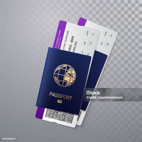 탑승권이 있는 국제 여권 여권에 대한 스톡 벡터 아트 및 기타 이미지 여권 티켓 3차원 형태 Istock