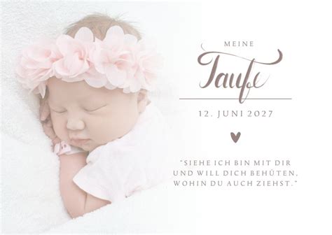 Taufeinladung Foto Schreibschrift rosé Send a Smile Taufeinladung