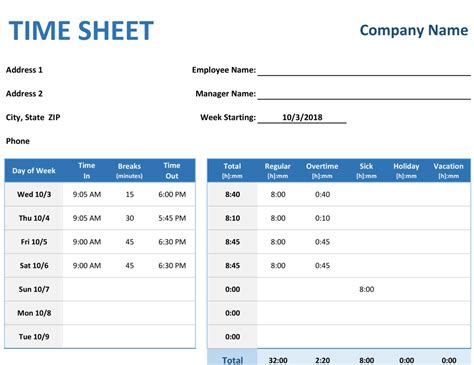 Excel Spreadsheet To Calculate Hours Worked — Db
