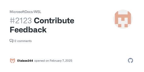 Contribute Feedback · Issue 2123 · Microsoftdocswsl · Github