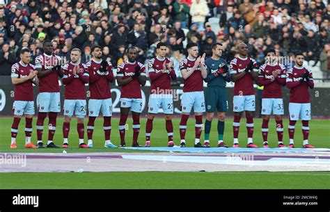 West Ham United Team Hold A One Minute Period Of Applause To Honour The