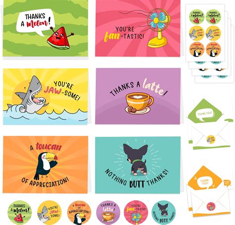 Decorably 24 Pack 6x4in Funny Thank You Cards With Envelopes And