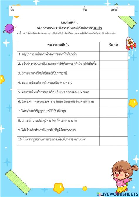แบบฝึกหัดที่ 1 สมัยรัตนโกสินทร์ตอนต้น 2 1667865