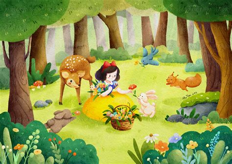 白雪公主绘本插画木头老虎 站酷zcool