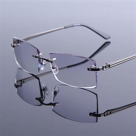 Buy Ultralight Alloy Rimless Mens Anti Fatigue Reading Glasses High Grade