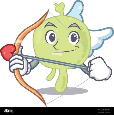 Lymph Node In Sweet Romantic Cupid Cartoon Drawing With Arrow Stock