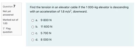 Solved Find The Tension In An Elevator Cable If The 1000−kg