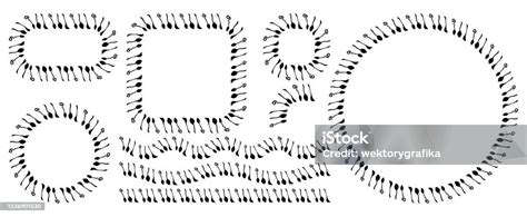 마녀 빗자루 할로윈 테두리 프레임 및 칸막이 세트 으스스한 기호가 있는 간단한 벡터 디자인 복사 공간이있는 공포 휴일 문서 템플릿 0명에 대한 스톡 벡터 아트 및 기타