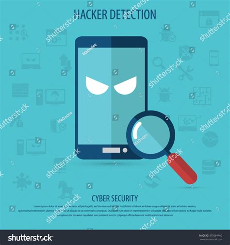Cyber Security Concept Hacker Detection Icon เวกเตอร์สต็อก ปลอดค่า