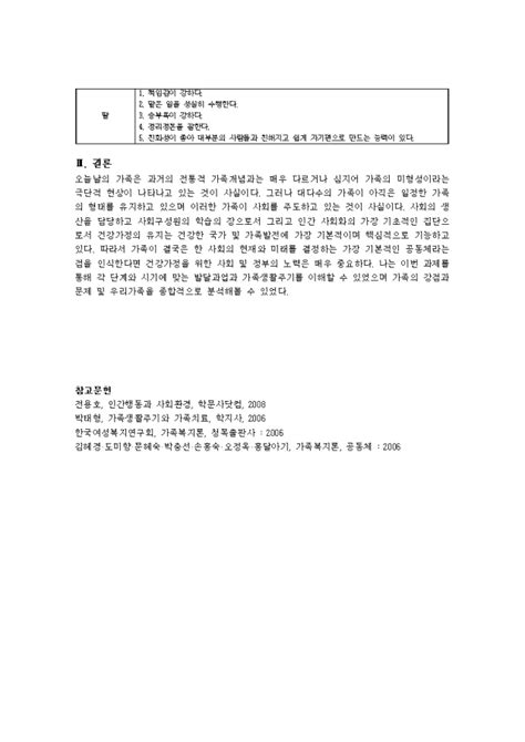 본인 가족의 가족생활주기 특성 구조역할 의사소통 리더십 영향력 등 가족 규칙 및 가족의 문제와 강점에 대해 분석하여