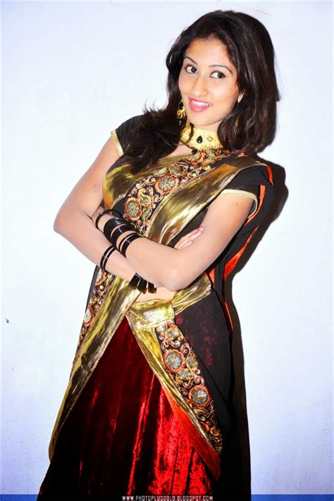Akshaya South Indian Teenage Beauty In Black And Red Hot Half Saree