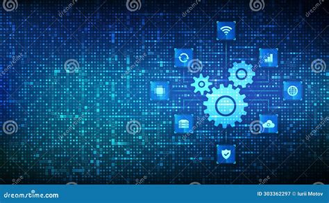 Automation Software Gears Icon Made With Binary Code Iot And
