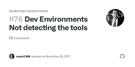 dev environments not detecting the tools · issue 76 · docker dev