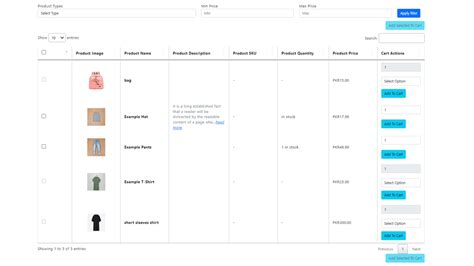 Tabular Products In Table View Tabular Products In Table View