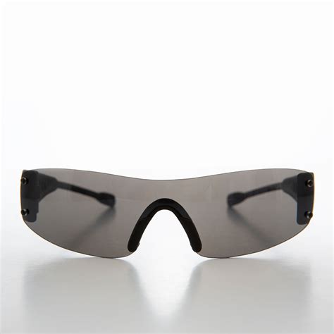 Sporty Wrap Around Shield Mono Lens Sunglass Wolf Sunglass Museum