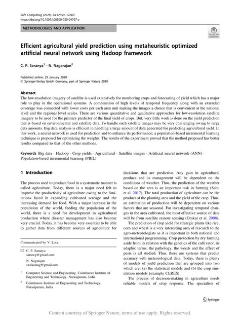 Efficient Agricultural Yield Prediction Using Metaheuristic Optimized
