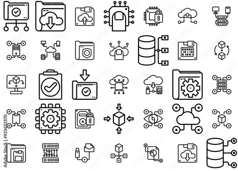 Set Of Linear Data Manager Vector Symbols Apps Websites Ui Designs
