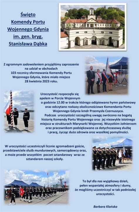Święto Komendy Portu Wojennego Gdynia Szkoła Podstawowa im płk