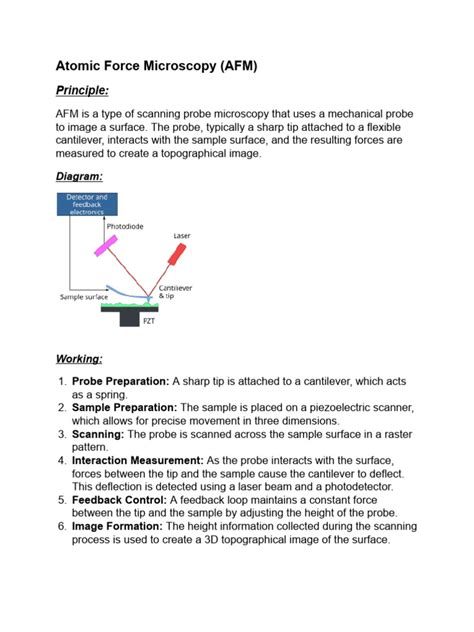 Atomic Force Microscopy Principle Diagram Wor Pdf Atomic Force Microscopy Laboratories