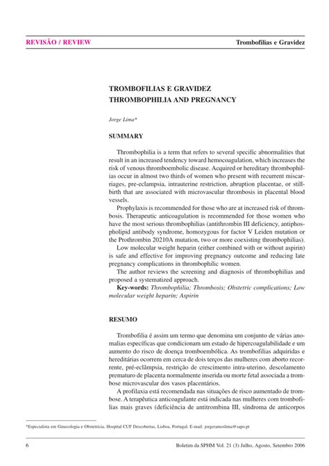 Pdf Thrombophilia And Pregnancy