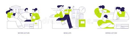 College Lessons Isolated Cartoon Vector Illustrations Se Stock Vector