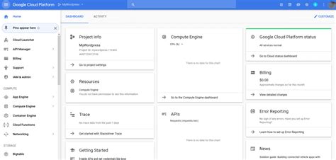 Gcp Dashboard With Project Techworked