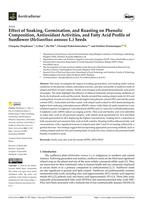 Pdf Effect Of Soaking Germination And Roasting On Phenolic Composition Antioxidant